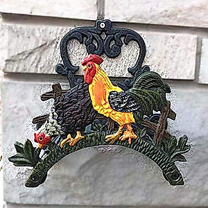 SKipdr Cast Iron Garden Hose Reel Storage Holder Hose Hanger Holder Wall Mounted Rack Decorative Cock