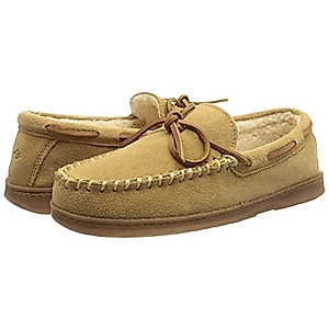 Sperry Men's Trapper Moccasin Slippers with Rawhide Leather Lacing, Lightweight Hardsole Moccasin Slippers for Men, Tan, 9 M