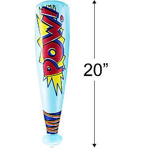 ArtCreativity 20 Inch Pow Inflatable Baseball Bats, (Pack of 12), Baseball Goodie Bags Favors & Superhero Birthday Boy Party Favors, Inflatable Toys for Kids, Carnival Party Prizes for Kids