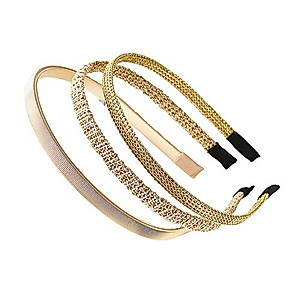 Sluxa Thin Hairbands,Head bands no slip fashion for women, skinny headbands for women Girls, Gold Thin Headbands for women..