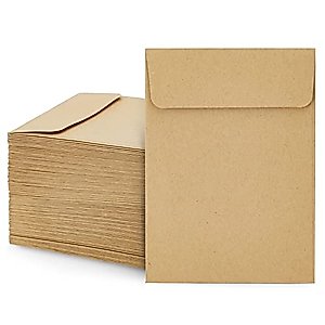 100 Pack Small Seed Saving Envelopes, Bulk 3x4 Empty Paper Packets with Adhesive for Coins, Stamps (Brown)