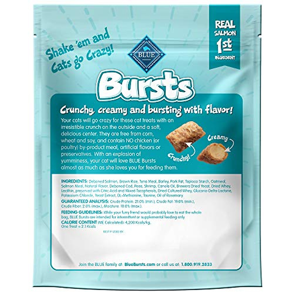 Blue Buffalo Bursts Crunchy Cat Treats, Seafood 5-oz Bag