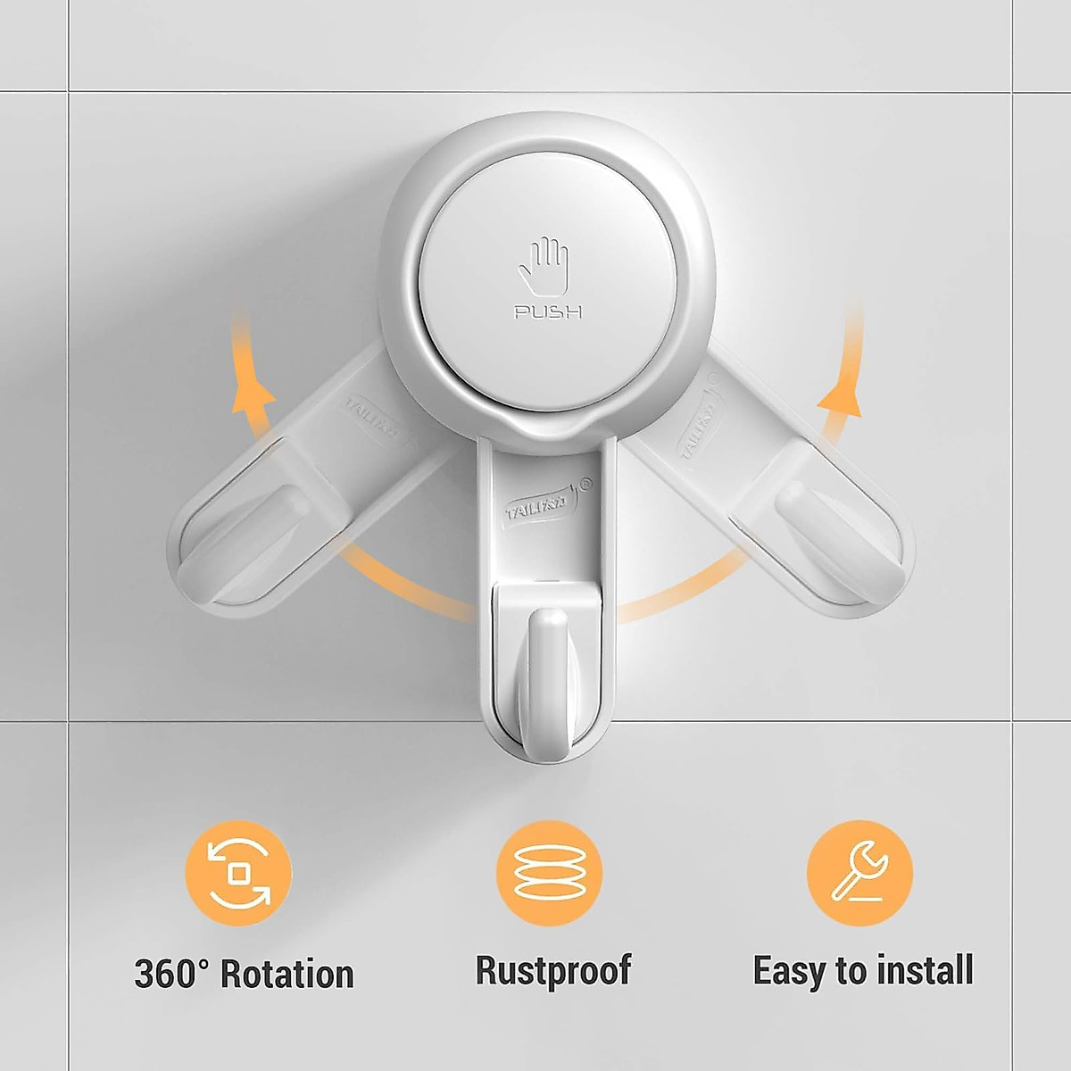 Marchpower Shower Suction Cup Hooks- 4 Pack Reusable Heavy Duty Vacuum Suction Hooks, Waterproof Bathroom Wall Bathtub Loofah Hooks, Strong Window Glass Wreath Hanger, Removable Kitchen Towel Holder