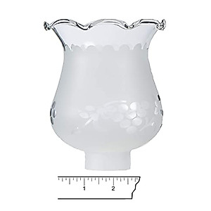 B&P Lamp 1 5/8 Inch Fitter Colonial Style Frosted and Etched Design Glass Lamp Shade for Vintage and Antique Style Lamps