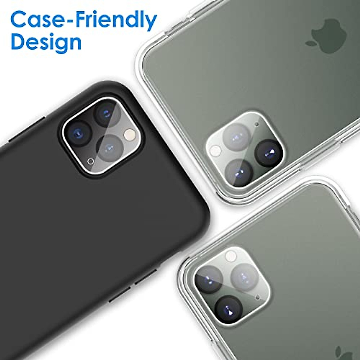 JETech Camera Lens Protector for iPhone 11 Pro Max 6.5-Inch and iPhone 11 Pro 5.8-Inch, 9H Tempered Glass, HD Clear, Anti-Scratch, Case Friendly, Does Not Affect Night Shots, 3-Pack