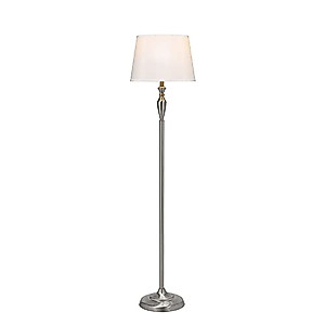 Catalina 21415-000 Transitional 3-Piece Metal Floor & Table Lamp Set with Linen Shades, 59" and 24", Brushed Nickel
