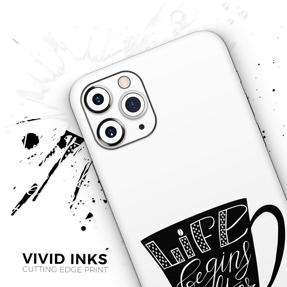 Design Skinz Life Begins After Coffee - DesignSkinz Protective Vinyl Decal Wrap Skin Cover Compatible with The Apple iPhone SE (2020) (Full-Body, Screen Trim & Back Glass Skin)