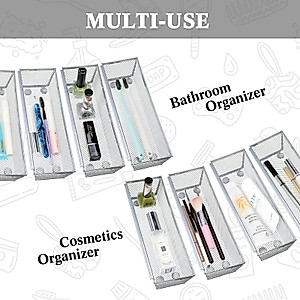 12 Set Silverware Drawer Organizer Mesh Utensil Drawer Organizer for Kitchen Cutlery Trays Holder Steel Metal Flatware Storage, 2 Inch High, Silver