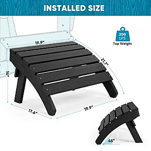 hOmeQomi Adirondack Ottoman Set of 4, Plastic Folding Adirondack Footstool, All Weather Ottoman for Adirondack Chairs, Widely Used for Outdoor, Porch, Patio, Garden, Poolside, Fire Pits - Black