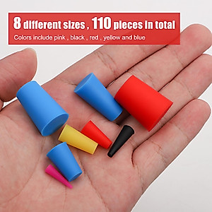 110pcs Silicone Tapered Plugs, 8 Sizes 1/16-5/8in High-Temperature Resistant Stoppers Tapered Plug Rubber Cork for Hole Spraying Coatings Paint Protection