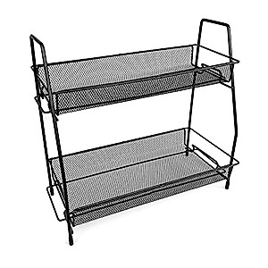 Glynae Kitchen countertop organizer spice rack L35 x W17 x H32.5 cm Bathroom counter organizer storage shelf easy to install and firm - Black