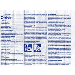 Otrivin child Nasal Spray 0.05% (60 Meterd dose, 0.33 Fluid ounzes) for Infant and Children Under 1 Year of Age and up to 6 Years of Age, Effective Unblocks Your Child's Nose Fast & Last for 12 Hours