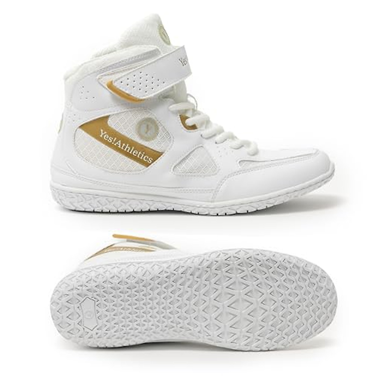 Yes! Athletics Champion1 Wrestling Shoes for Women and Girls - Lightweight, Durable MMA, Weightlifting, Boxing Shoes for Women - Gold, Size 6