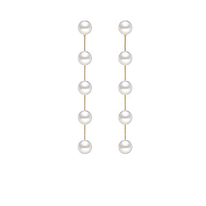 Voaino Long Pearl Earrings for Women 14K Gold Plated Pearl Dangle Earrings Hypoallergenic Elegant Wedding Pearl Tassel Earrings for Bridal (gold long pearl)