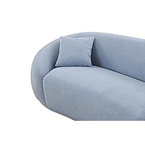 FANYE Stylish Curved Sofa Couch Comfortable Teddy Wool Upholstered Sofa&Couch for 4-5, Mid-Century Modern Living Room Sofá Oversized Beautiful Indoor Sofá&Couch, Easy to Assemble