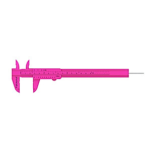 BRAWNA 1 Pc Brow Pro Measuring Tool with 1 Eyebrow Ruler Sticker - Double Scale Eyebrow Ruler for Microblading - Eyebrow Mapping - Caliper Vernier - PMU Supplies - Eyebrow Calipers Ruler Plastic- Pink