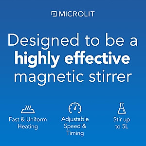Microlit 5.9 in 300°C/572°F Digital Hotplate Magnetic Stirrer Hot Plate Ceramic Coated,100-1600rpm, Stand Stir Bar | Temp Probe Sensor Stir Bars Included Heated Stirring Plate with Memory Function