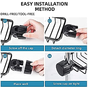 Hangningo Faucet Sponge Holder Soap Dishcloth Brush Sink Caddy Drain Rack Aluminum Organizer for Kitchen Bathroom with Hook, Matte Black