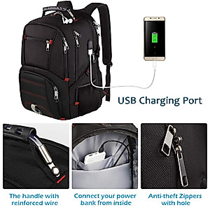 Travel Laptop Backpack,Extra Large Capacity TSA Friendly Anti Theft Backpacks with USB Charging Port,Water-Resistant Men Women Business College Student Computer Bookbag Fits 17 Inch Laptop&Notebook