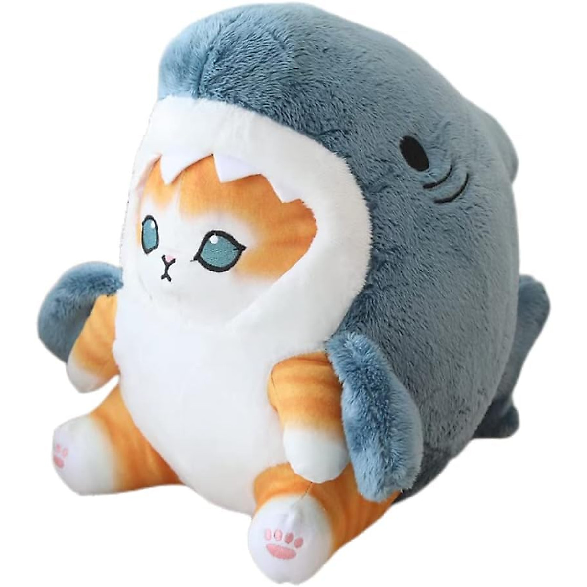 amanss 12'' Cute Shark Cat Plush Toy Shark Cat Stuffed Animal Plushies Doll, Soft Stuffed Shark Kitten Pillow Christmas Birthday Gifts for Kids Boys Girls (Shark Cat)