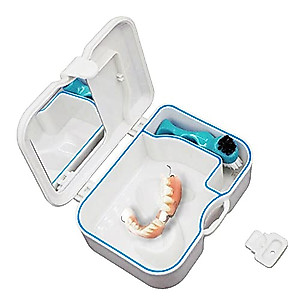 DAGIJIRD 1pcs Plastic Dental Denture Storage Box False Teeth Case Container with Mirror Brush
