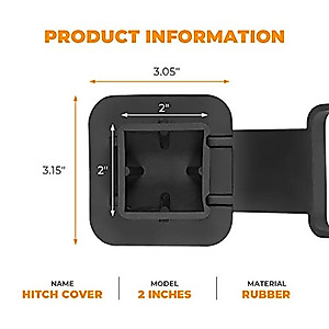 BougeRV 2 Inch Trailer Hitch Cover Tube Cover Plug Cap Rubber Fits 2 Inch Receivers Class 3 4 5 for Toyota Ford Jeep Chevrolet Nissan Dodge Ram Porsche Mercedes Benz Polaris Ranger ATV UTV Polaris