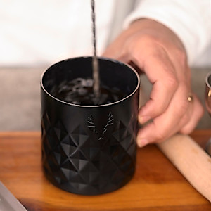 Viski Paragon Cocktail Tumbler Insulated Cocktail Cups, Insulated Rocks Tumbler Stainless Steel Whiskey Glasses with Ceramic Coating Black 12oz Set of 1