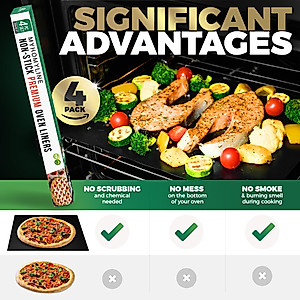 Oven Liners for Bottom Rack of Gas Electric Oven - 4X Large Nonstick Oven Liners - Heavy Duty Reusable Oven Floor Protector Liner - Oven Bottom Mat