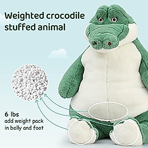 Muiteiur 6lbs 28 inch Weighted Alligator Stuffed Animals, Large Weighted Stuffed Crocodile Soft Plush Pillow, Green Alligator Stuffed Toy Gift for Kids Adults