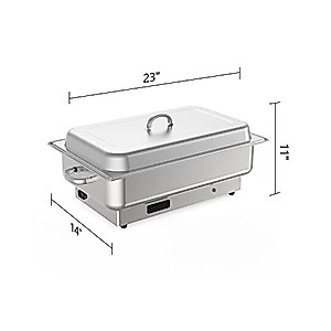 NOIFUM Half-Size Food Warmers for Parties, 2 x 4.5QT Food Warmer with Adjustable Heat, Stainless Steel Slotted Lids, Perfect for Parties, Holidays and Entertaining