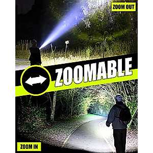 Victoper LED Flashlights, High Powered 10000 Lumens Super Bright Tactical Flashlight, Rechargeable, 5 Modes Zoomable Waterproof Flash Lights for Emergency, Outdoor, Home, Camping, Hiking