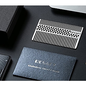 Resafy Stainless Steel Hair Comb Wallet Comb Credit Cart Size Pocket Comb
