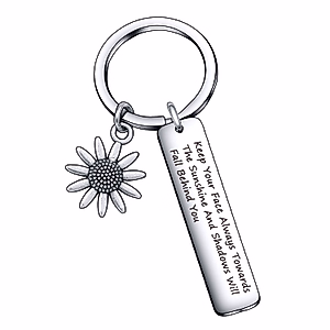 De&ai Sunflower gift daughter keychain Sunflower Positive gift Sunflower lover keychain Inspirational keychain Sunshine keychain Sunflower Motivational keychain