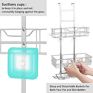melos Over The Door Shower Caddy, 3 Tier Shower Hanging Organizer Shelf Rustproof, Shampoo Holder With Soap Holder, Shower Basket With Hooks, For Dorm, Bath, No Drilling, Silver