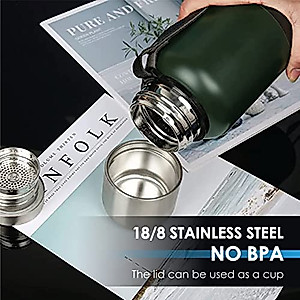 Subron Vacuum Bottle 34 Oz with Wide Mouth Cup BPA-Free 18/8 Stainless Steel Water Bottles Flask for Cold & Hot Drink Coffee (1 QT, Olive Drab)