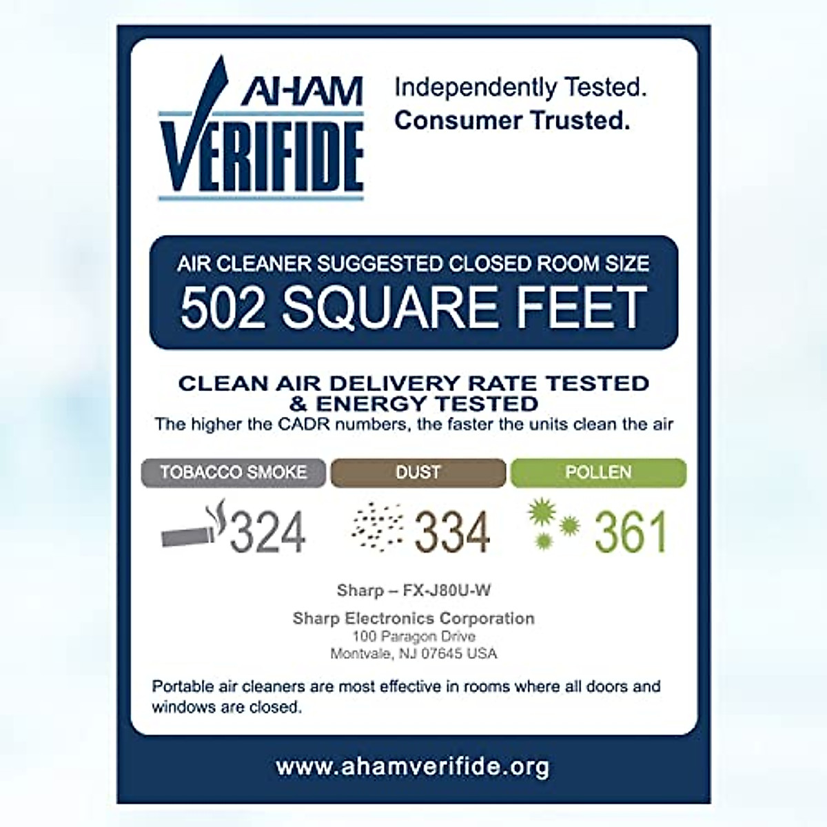 SHARP Smart Air Purifier. Alexa Compatible. Plasmacluster Ion Technology for Extra-Large Rooms. Odor & True HEPA Filters for Dust, Smoke, Pollen, & Pet Dander may last up-to 2 years each. FXJ80UW.