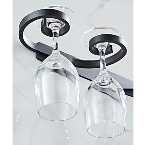 GeLive 15 Inch Wall Mounted Stemware Holder Under Cabinet Wine Glass Rack Glasses Storage Hanger Organizer for Bar Kitchen Aluminum Alloy Black