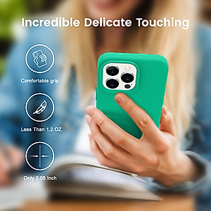 JELE Shockproof Designed for iPhone 13 Pro Max Case, Liquid Silicone Phone Case with [Soft Anti-Scratch Microfiber Lining] Military Grade Drop Protection Slim Thin Cover, 6.7 inch, Bright Green