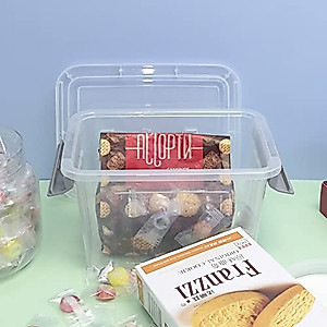 Sandmovie Small Plastic Storage Bin, Clear Storage Latch Box with Lids, 6 Packs