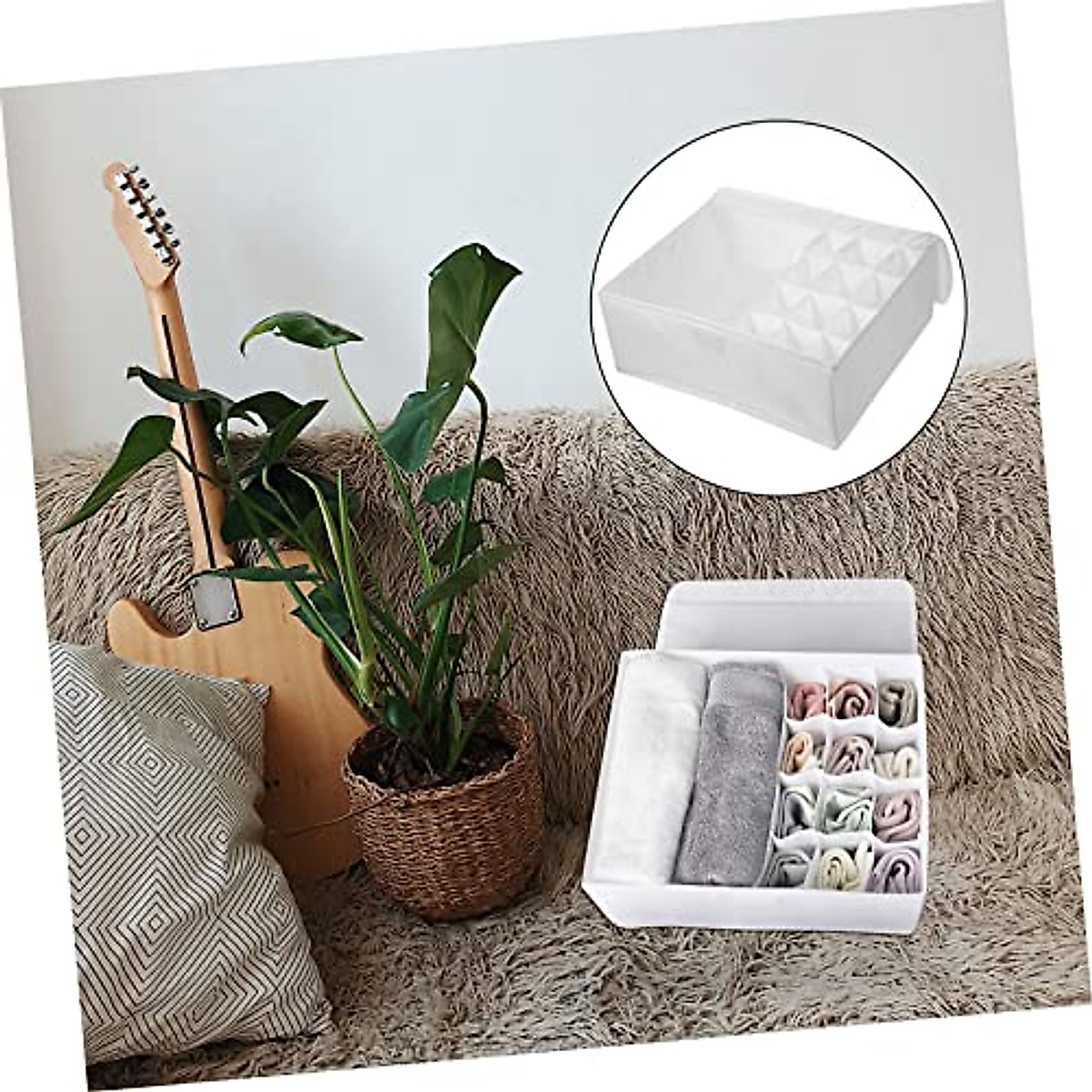 Alipis 2pcs Underwear Storage Box Plastic Storage Organizer Plastic Container Collapsible Container Cloth Covered Socks Container Socks Box Closet Underwear Organizer Underwear Drawer Bra