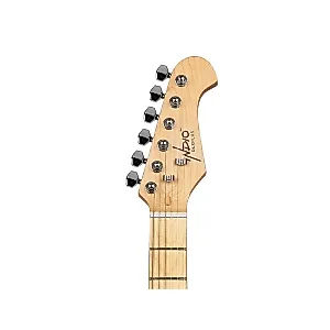 Monoprice 6-String Cali DLX Plus Electric Guitar - Right Handed, Gig Bag, Solid Ash Body, Ivory - Indio Series