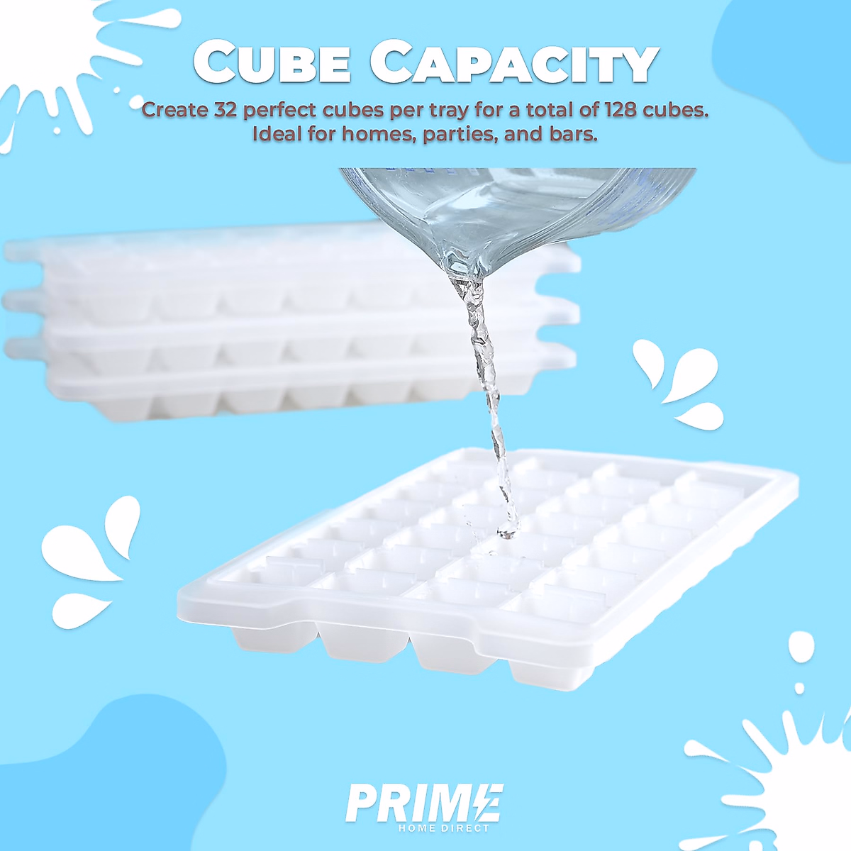 Prime Home Direct Ice Cube Tray with Lid and Bin | 112 pcs | 4 Silicone Ice Cube Trays for Freezer | Ice Trays for Freezer | Ice Tray, Ice Molds, Ice Cube Maker, Ice Bin for Freezer & Ice Cube Molds