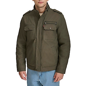 Levi's Men's Washed Cotton Two Pocket Military Jacket (Standard and Big & Tall), Olive, X-Large