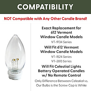612 Vermont Plastic Shatterproof Ultra-Bright LED Window Candle Replacement Bulbs (VT-9222-4R-W, Pack of 4)