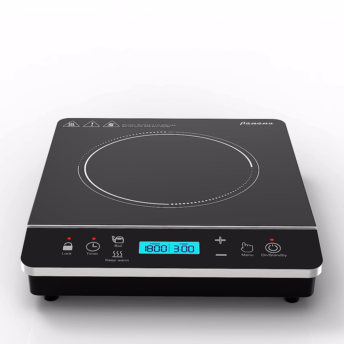 Panana Portable Induction Cooktop, 1800 Watts Induction Burner with LCD Sensor Touch, Induction Hot Plate with Safety Shutoff Function for Cooking, Single (BLUE LCD Dispaly - Silver)