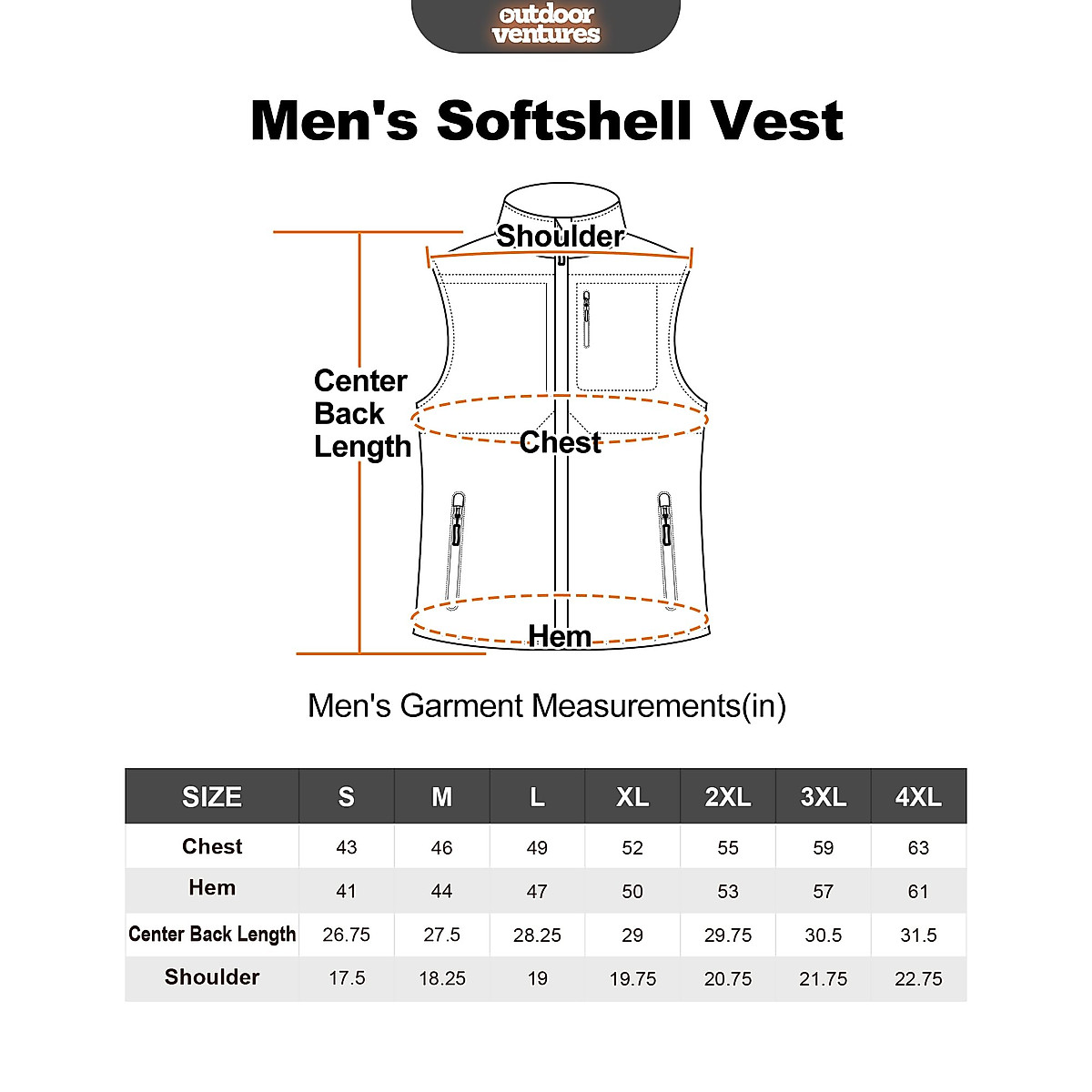 Outdoor Ventures Men's Running Vest Outerwear, Lightweight Windproof Fleece-Lined Softshell Sleeveless Jacket for Golf