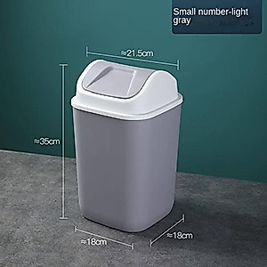 NA 14L Household Living Room Bathroom Kitchen Rotary Trash Can with Lid Large-Capacity Simple Wastepaper Basket Navy Blue1