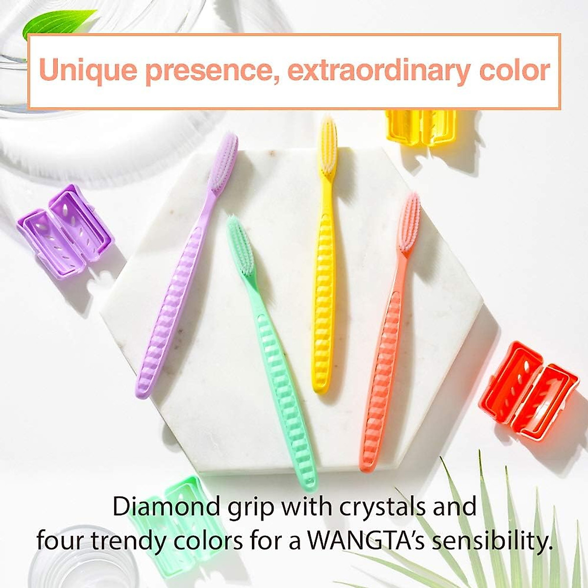 WANGTA Toothbrush 4pcs, Twice as Wide as Regular Brush Head, Wide Toothbrush, Long Brush Head, More Comfortable and Easier Brushing (White Brush)