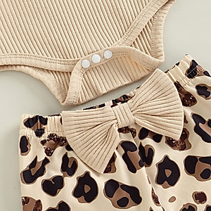 fhutpw Newborn Baby Girl Clothes Infant Rib Frill Long Sleeve Romper Flared Pants Headband Set 3pcs Fall Winter Outfits (C- Beige- Mock Neck, 0-3 Months)