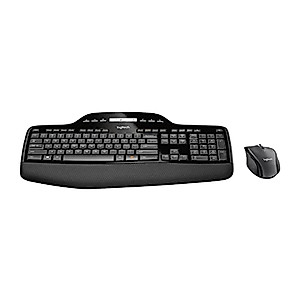 Logitech MK710-RB Desktop Wireless Keyboard/Mouse Combo, Hyper-Fast Scrolling Wireless Mouse USB, Keyboard with LCD Dashboard, Long Battery Life, Black (Renewed)